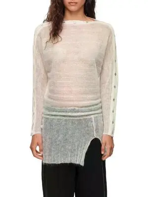 Bimba Y Lola Ribbed Batwing Sleeve Sweater - White