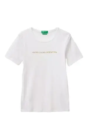 BENETTON Logo Embroidered T-shirt - White