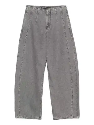 Bimba Y Lola Barrel Gray Washed Denim Trousers - Grey