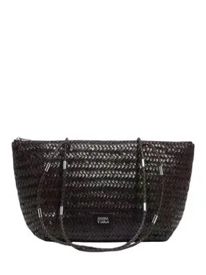 Bimba Y Lola Large Plaited Leather Shopper Bag - Brown