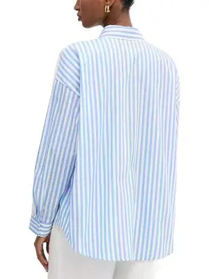 MORGAN Lace Trim Striped Shirt - Multicolour