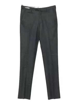 Corneliani Tailored Straight-leg Trousers In Dark Felted Texture - Grey