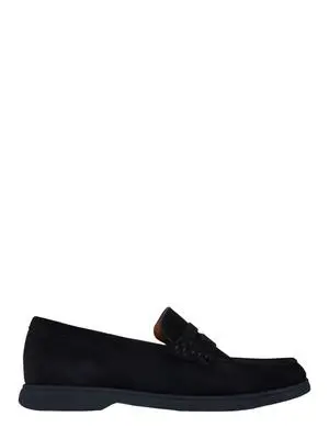 BOSS Suede Loafers With Logo Penny Trim - Blue