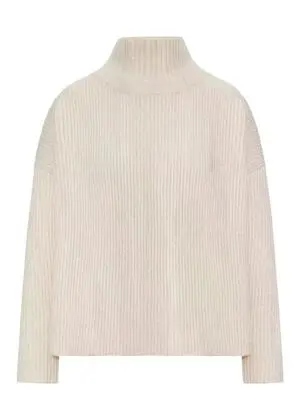 Max Mara Ribbed Knit High-neck Sweater - White