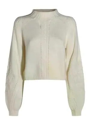 TWINSET TWINSET Floral Embroidered Cable-Knit Mock Neck Sweater