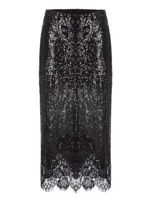 MONSE Monse Sequin-Embellished Lace-Hem Skirt