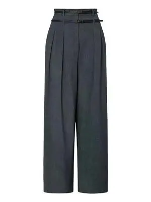 LIU JO LIU JO Flannel Wide-Leg Pants With Double Belt Detail