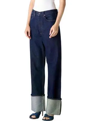 AGOLDE AGOLDE Big Cuff Straight-Leg Jeans In Dark Blue Blue