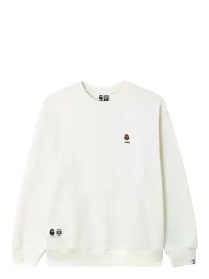 FINGERCROXX Embroidered Logo Crew Neck Sweater - Neutrals