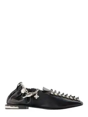 Toga Embellished Leather Ballet Flats - Black