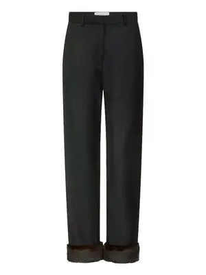 Loulou De Saison Haden Wool Trousers With Faux Fur Trim - Black