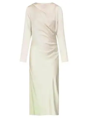 Loulou De Saison Fabio Draped Satin Midi Dress - Neutrals