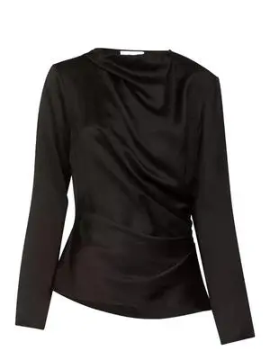 Loulou De Saison Anya Draped Satin Top - Black