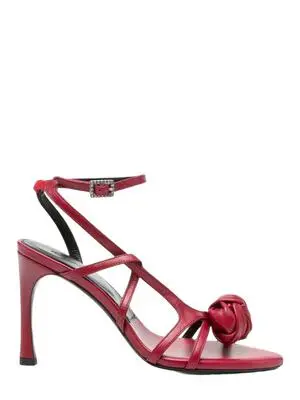 ROTATE BY BIRGER CHRISTENSEN Leather Knot Detail Stiletto Sandals - Red