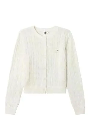 B+AB Cable-knit Bow-detail Cardigan - Neutrals