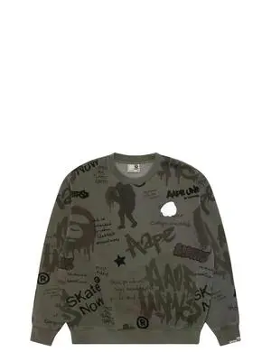 AAPE BY *A BATHING APE AAPE BY A BATHING APE® Graffiti Print Crewneck Sweater