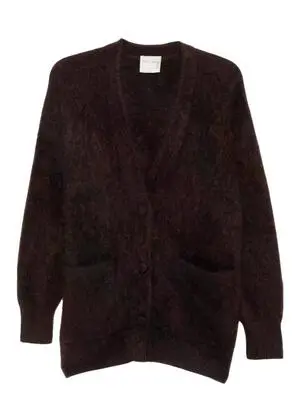 FORTE_FORTE Brushed Knit V-neck Cardigan - Brown