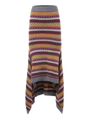 Monse Fair Isle Asymmetric Skirt - Grey