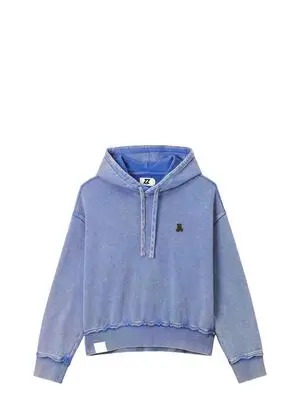 Izzue Graphic Print Cotton Hoodie - Blue