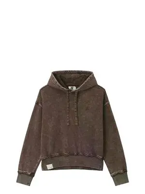 Izzue Graphic Print Drawstring Hoodie - Brown
