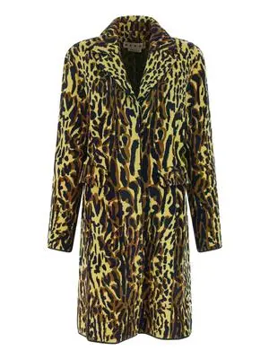 Marni Animalier Wool Chenille Coat - Yellow
