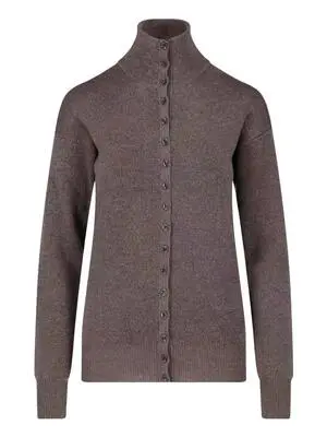 LEMAIRE High-neck Button-up Cardigan - Brown