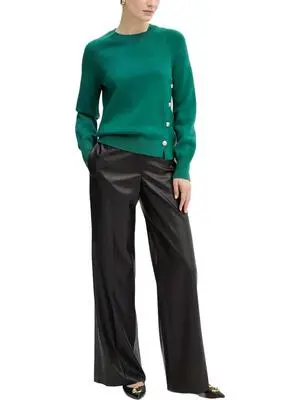 MORGAN Maxi Button-embellished Raglan-sleeve Sweater - Green