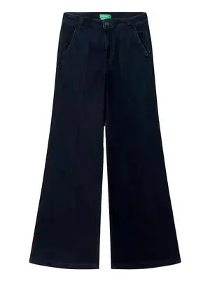 BENETTON Wide-leg Trousers With Pressed Crease - Blue