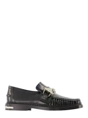 Toga Chain-embellished Ruched Leather Loafers - Black