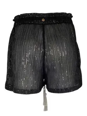 PALMACEA Sequin Embellished Sheer Shorts - Black