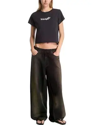 VANS Vans Logo Print Cropped T-Shirt Black