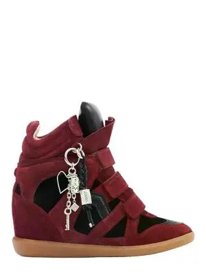 Isabel Marant Étoile ISABEL MARANT Suede Wedge Sneakers With Keychain Detail Red