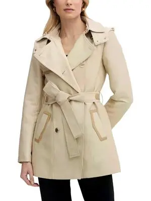 MORGAN Belted Hooded Trench Coat - Neutrals