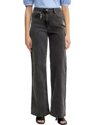 MORGAN Bow Charm Wide-leg Jeans - Grey