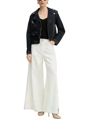 MORGAN Biker-style Denim Jacket - Blue