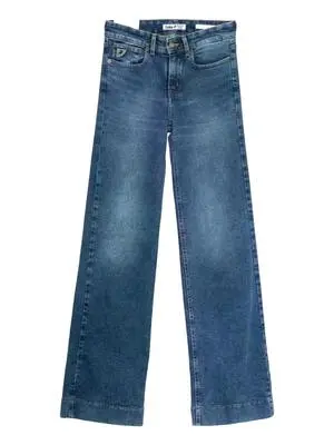 LOIS Lorna Logo-patch Wide-leg Jeans - Blue