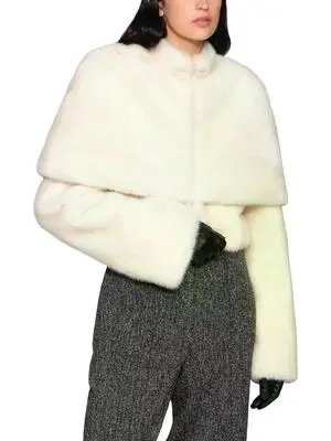 ET OCHS Et Ochs Vlad Cape-Overlay Faux-Fur Jacket Neutrals