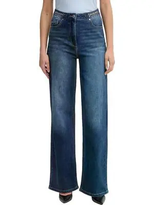 MORGAN Chain-link Detail Wide-leg Jeans - Blue