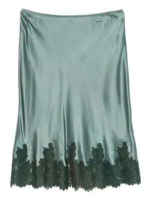 DÔEN Yellowette Lace-trim Midi Skirt - Green