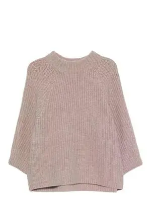 EMERSON RENALDI Ribbed Knit Raglan Sleeve Sweater - Brown