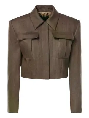 DONDUP Cropped Jacket With Patch Pockets - Brown