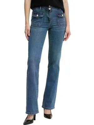 MORGAN Button-detail Pocket-flap Jeans - Blue