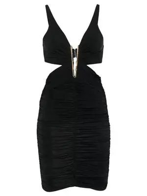 Elisabetta Franchi Ruched Cutout Detail Mini Dress - Black