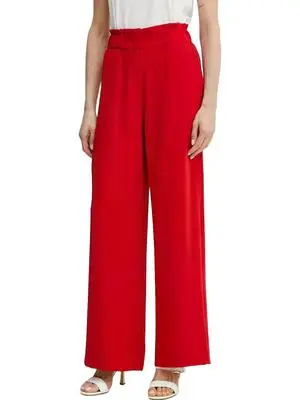MORGAN Paperbag Waist Palazzo Pants - Red