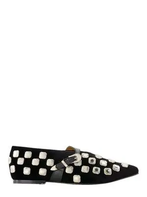 Toga Embellished Buckled Ballet Flats - Black