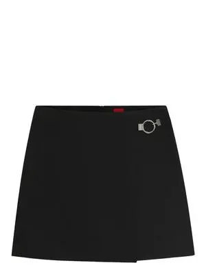 Hugo Wrap Mini Skirt With Metal Carabiner - Black
