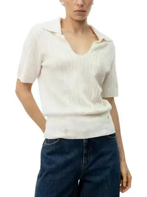 Hugo Cable Knit Polo T-shirt - Neutrals