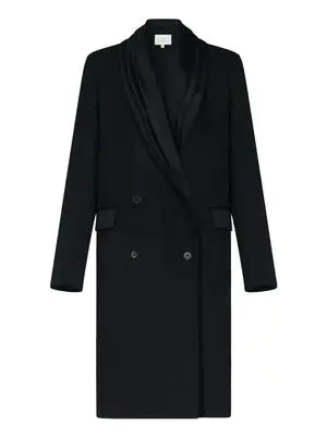 Loulou De Saison Ieva Draped Shawl Collar Coat - Black