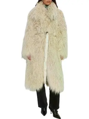 OFF-WHITE Off-White Belted Faux-Fur Coat