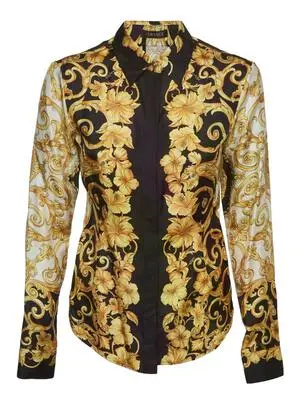 Versace Barocco Print Silk Shirt - Black